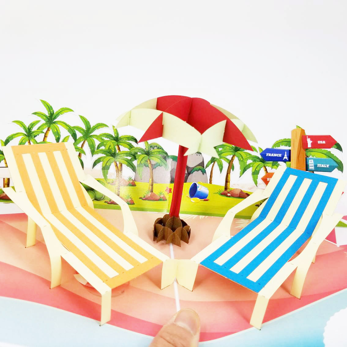 Beach Pop Up Card-Yellow | Pop Card Express