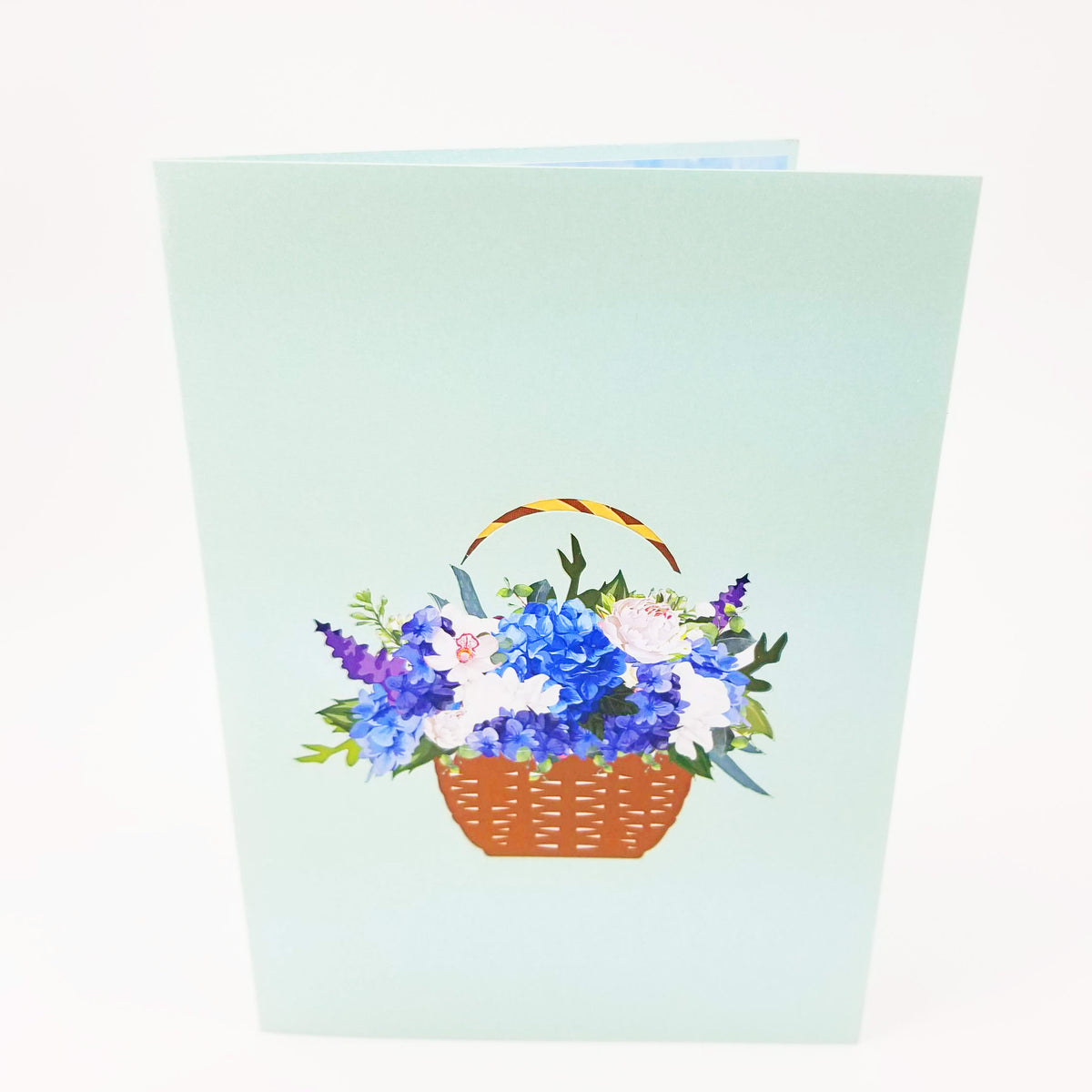 3D Blue Flowers Basket Pop Up Card | Pop Card Express